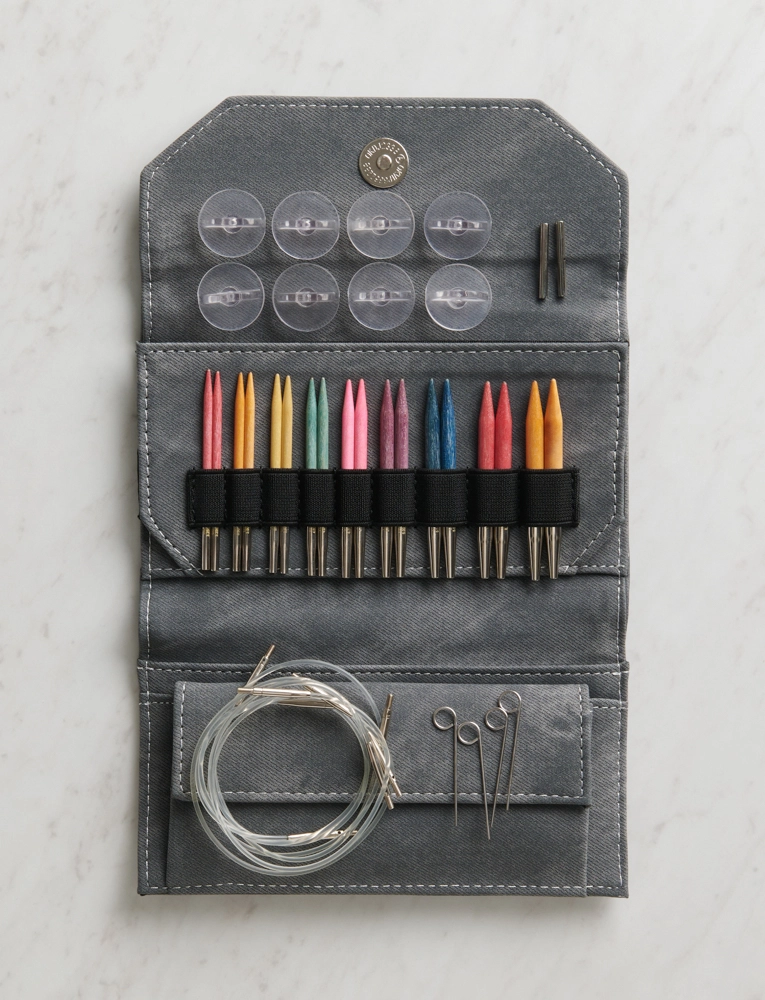Lykke Colour 3.5" Interchangeable Needle Set, Grey Denim