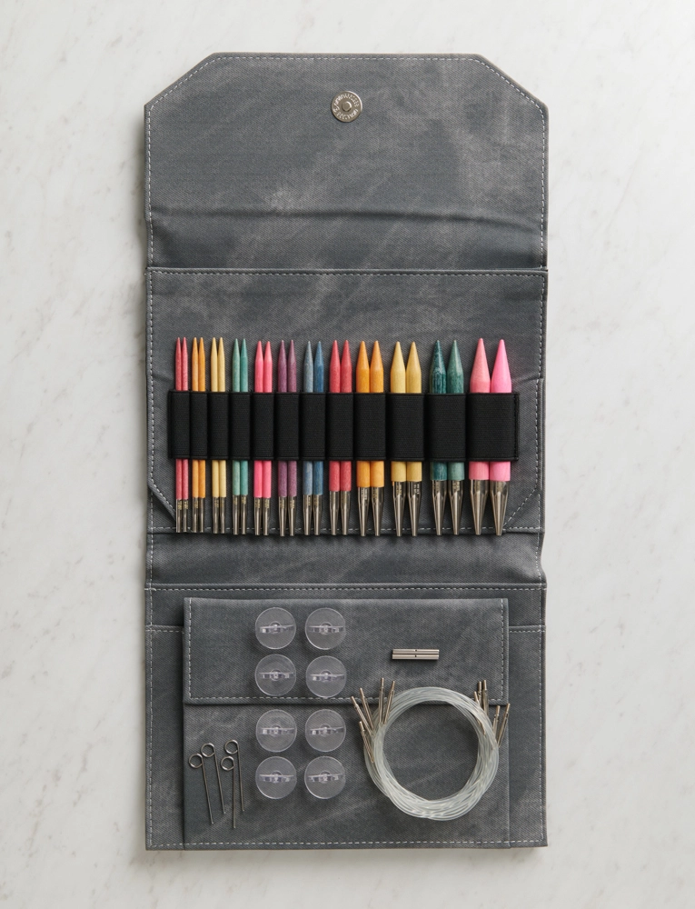 Lykke Colour 5" Interchangeable Needle Set, Grey Denim